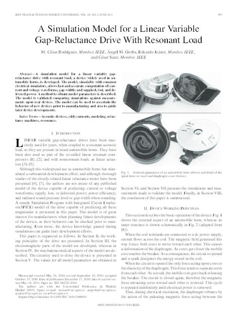 Pdf A Simulation Model For A Linear Variable Gap Reluctance Drive