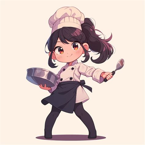 Premium Photo Cute Chibi Anime Chef Girl