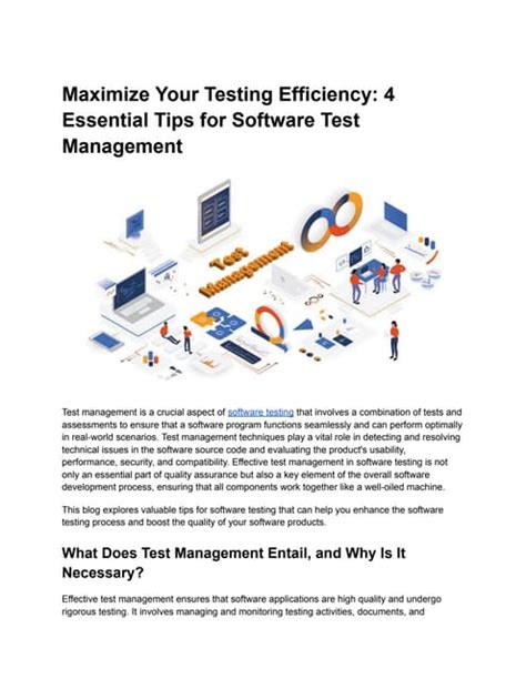 Maximize Your Testing Efficiency 4 Essential Tips For Software Test Management Pdf