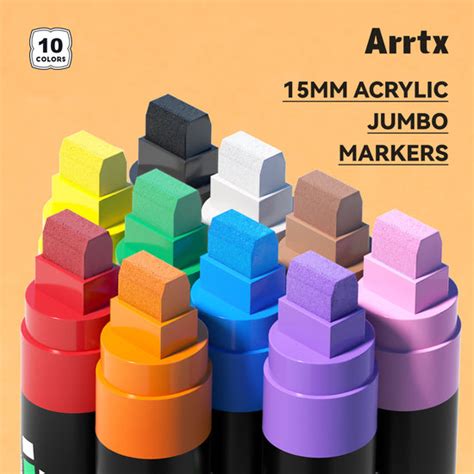 Arrtx 10 Colors Jumbo Acrylic Markers (15mm Broad Tips) – ArrtxArt