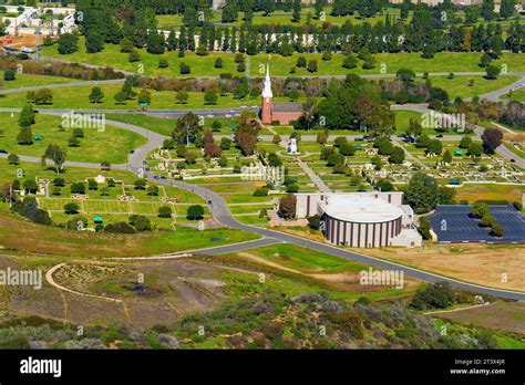 Aerial View Of The Hollywood Hills Cemetery Including The Hall Of