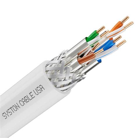 Syston Cable Technology 20 Ft White Cat 8 Cmr 22 Awg Ethernet Bulk Cable 2000mhz 40gb