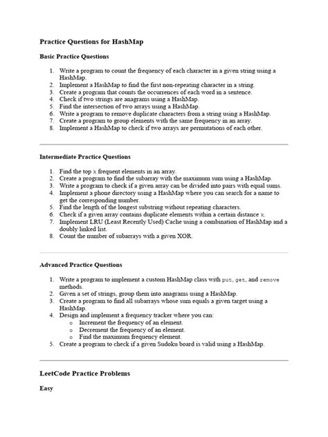 hashmap practice questions pdf string computer science