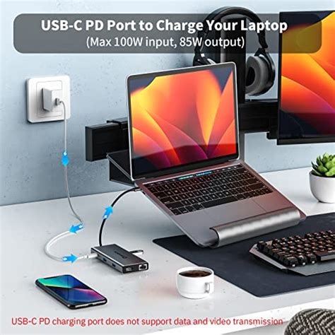 USB C Hub Multiport Adapter Minisopuru USB C Dock With K HDMI USB C Gbps Data Port W PD