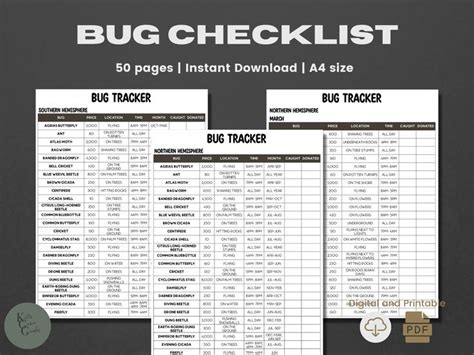 Acnh Bug Checklist 2 0 Update Bug Calendar Bug Monthly Guide