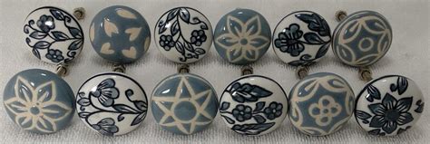 Grey Flat Ceramic Knobs Kitchen Cabinet Drawer Knobs Hardware Etsy