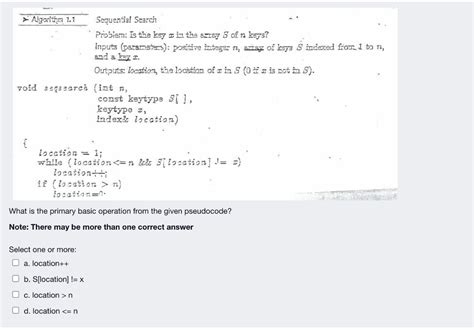 Solved Algorithm 11 Sequential Search Problem Is The Kay