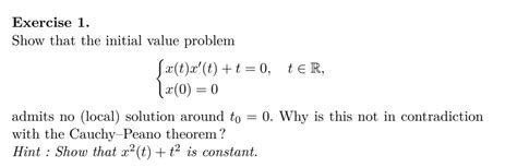 Solved Exercise Show That The Initial Value Problem Chegg