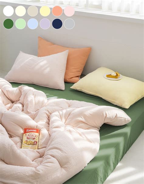 믹스앤매치 몽글 구름 먼지없는 항균 워싱 옥수수솜 사계절 봄 차렵이불 세트 Ss Q 12컬러 위시버킷