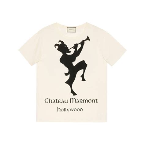 Gucci Oversize T Shirt With Chateau Marmont Print 454