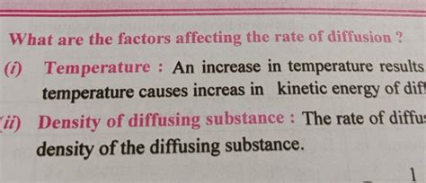 What Are The Factors Affecting The Rate Of Diffusion I Temperature