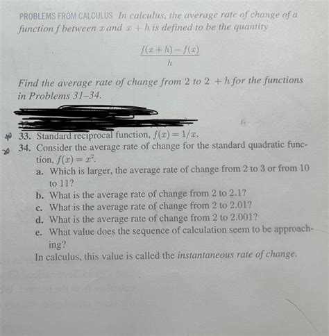 Solved PROBLEMS FROM CALCULUS In Calculus The Average Rate Chegg