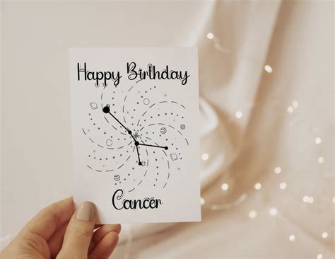 Cancer Zodiac Birthday Card Zodiac Greeting Holiday Card Printable