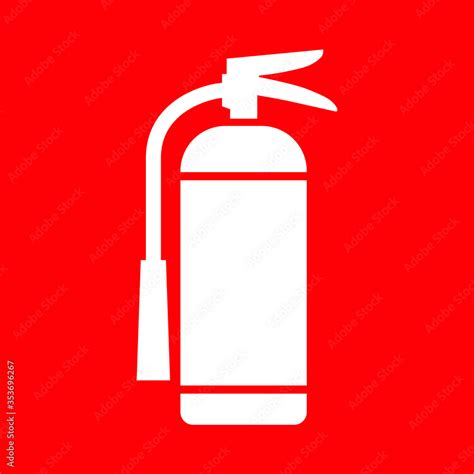 Flat Vector Illustration Red Fire Extinguisher Icon On White Background