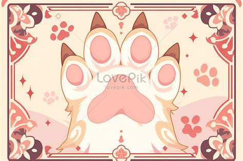 귀여운 고양이 발 핑크 배경 일러스트 무료 다운로드 Lovepik