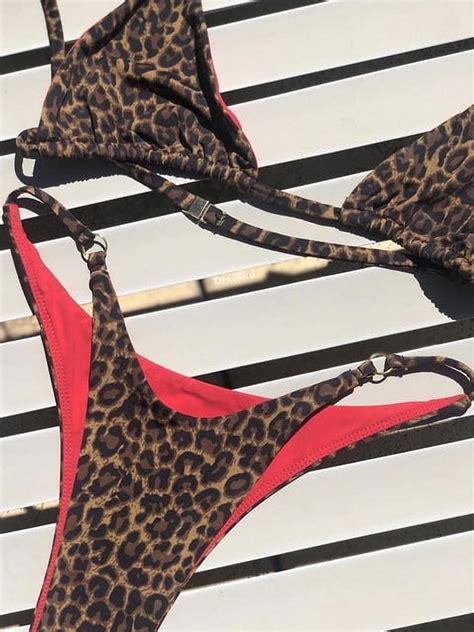 High Cut Micro Bikini Women Leopard Bandage Push Up Swimsuit Sexy