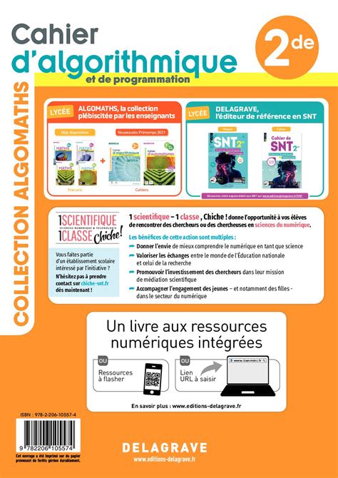 Extrait Cahier Dalgorithmique Et De Programmation 2de 9782206105574