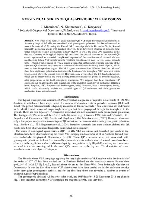 Pdf Non Typical Series Of Quasi Periodic Vlf Emissions