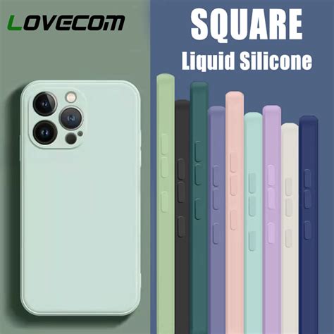 패션 광장 액체 실리콘 얇은 전화 케이스 아이폰 13 프로 맥스 11 12 프로 맥스 X Xr Xs 맥스 7 8 플러스 카메라 보호 커버전화 범퍼 Aliexpress