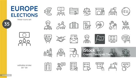 European Elections 2024 Icon Set Voting And Democracy Symbols Includes