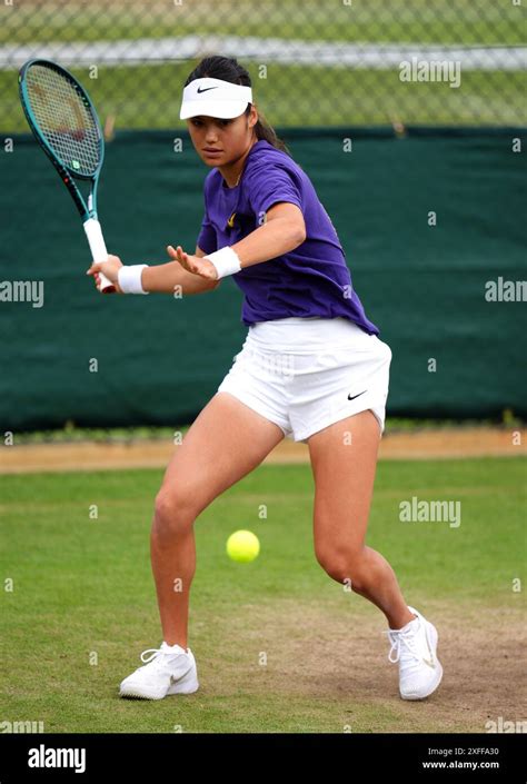 Emma Raducanu During A Training Session On Day Three Of The 2024 Wimbledon Championships At The