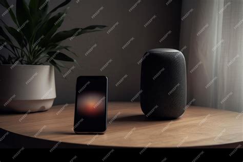 Premium Ai Image Smart Device Voice Assistant On Table Generative Ai