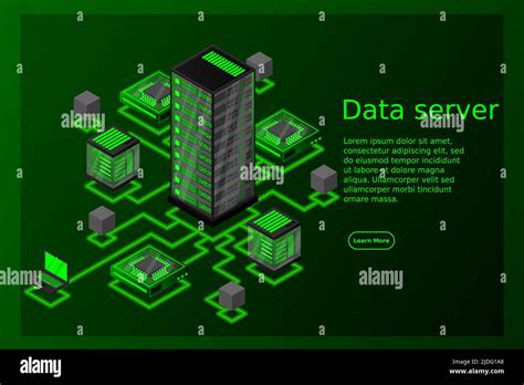 concept of data network management vector isometric map with business
