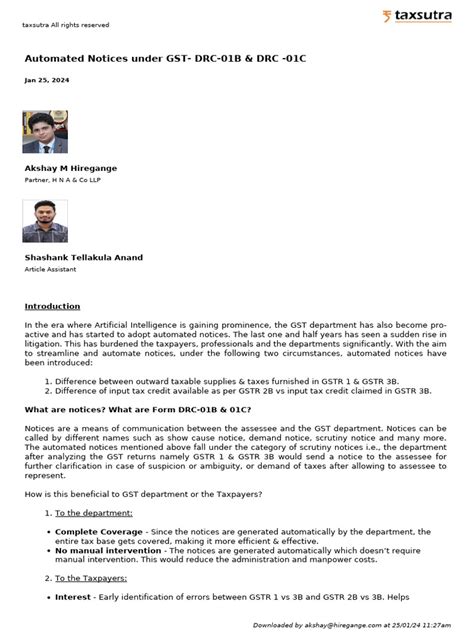 Gst Automated Notices Pdf Taxes Taxation