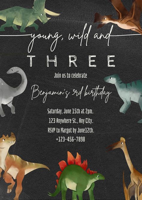 Dinosaur Invitations Free Template Free Printable