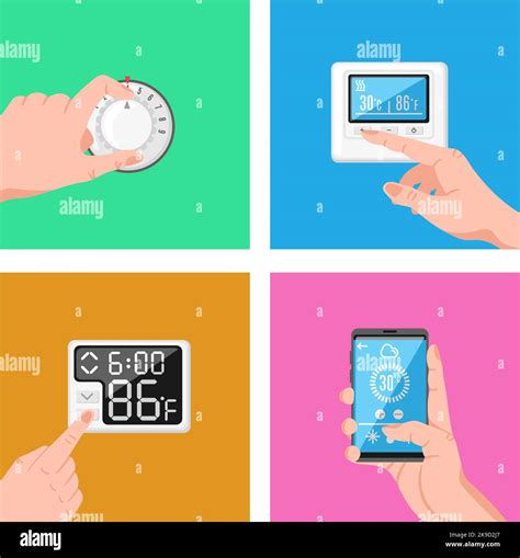 Person Hand Set Temperature Level Switching Thermostat House Climate