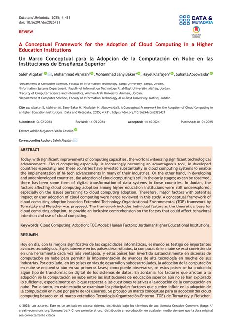 Pdf A Conceptual Framework For The Adoption Of Cloud Computing In A