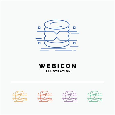 Database Data Architecture Infographics Monitoring 5 Color Line Web Icon Template Isolated