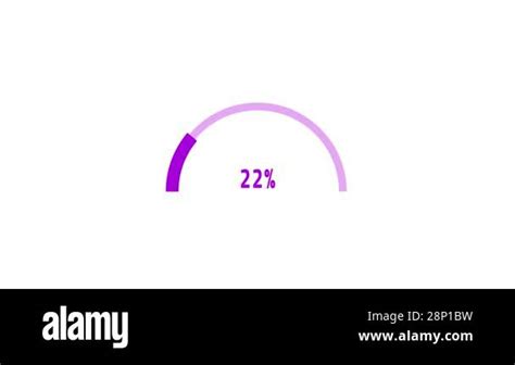 Semicircular Indicator Transitions Purple Color With Percentage Increasing From 0 To 100 Speed