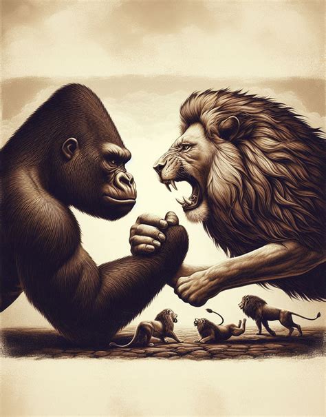 Gorilla Vs Lion By Francoalarconartist On Deviantart
