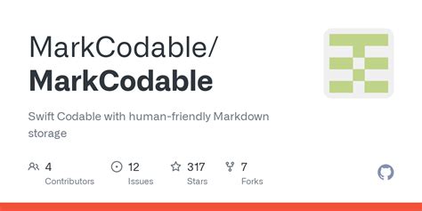 github markcodable markcodable swift codable with human friendly markdown storage