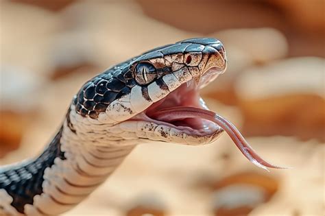 Close Up Of A Highly Venomous Strapsnouted Brown Snake Premium Ai
