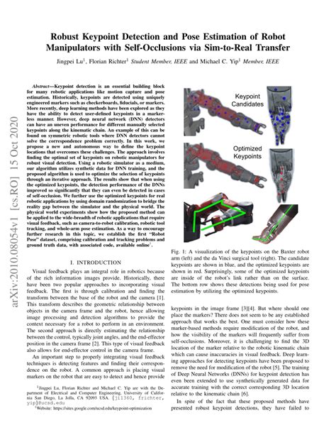 Pdf Robust Keypoint Detection And Pose Estimation Of Robot