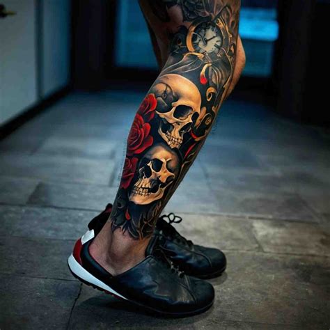 Best Leg Sleeve Tattoos For Men 50 Bold Ideas With Meaning Skull