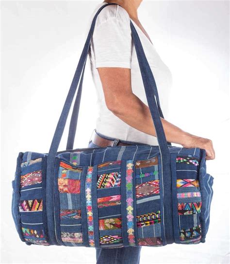 Denim Patch Work Duffel Bag L