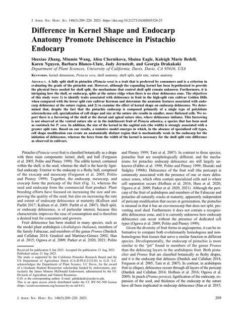 Pdf Difference In Kernel Shape And Endocarp Anatomy Promote