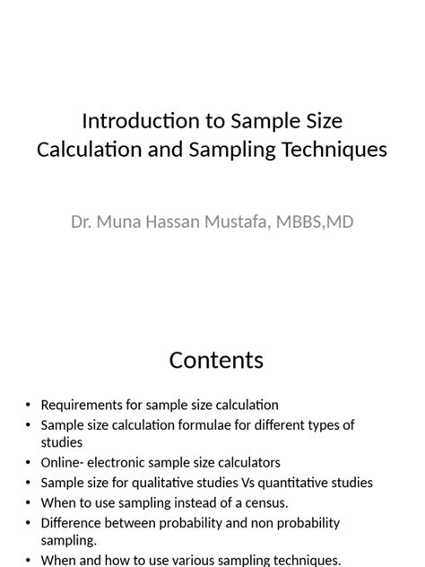 Introduction To Sample Size Calculation And Sampling Techniques Pdf