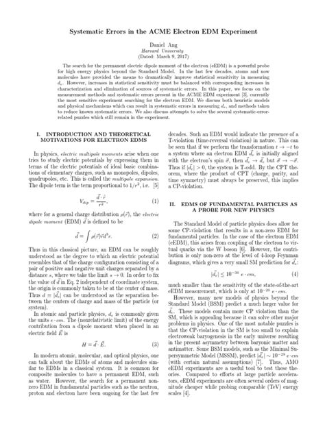 Systematic Errors In The Acme Electron Edm Experiment Pdf