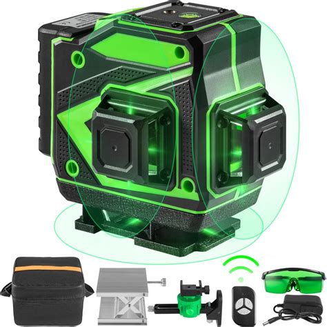 Vevor 12 Líneas Nivel Laser Autonivelante 3x360 Grados Nivel Láser De Línea Cruzada Con Luz