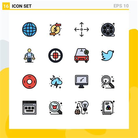 16 Universal Flat Color Filled Lines Set For Web And Mobile Applications Judgment Conclusion