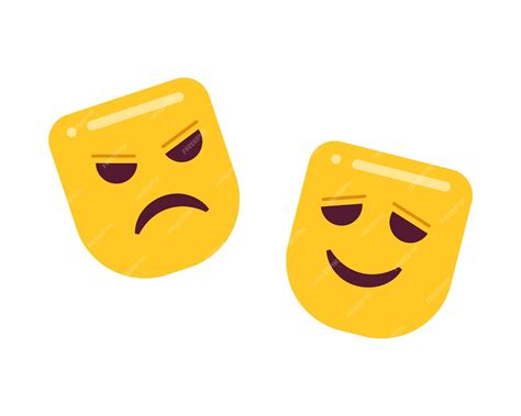 비극과 희극 극장 마스크 세미 플랫 컬러 벡터 객체 표지용 마스크 흰색 배경에 있는 편집 가능한 만화 클립 아트 아이콘 웹 그래픽 디자인을 위한 간단한 지점 그림 프리미엄 벡터