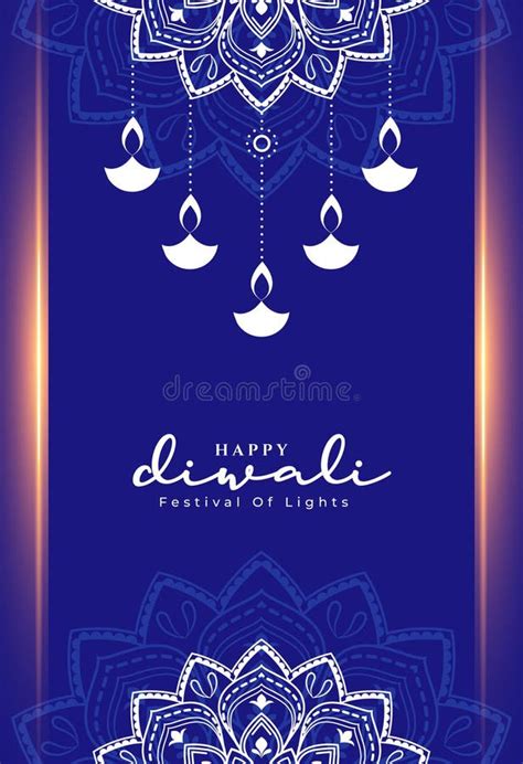 Happy Diwali Greeting Blue Template With Rangoli Design Stock Vector Illustration Of Goddess