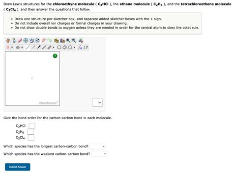 Solved Draw Lewis Structures For The Chloroethyne Molecule