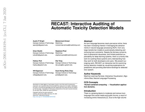 Recast Interactive Auditing Of Automatic Toxicity Detection Models Deepai