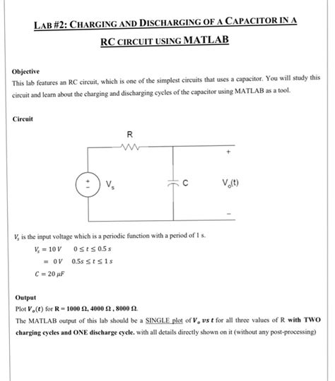 Solved Lab 2 Charging And Discharging Of A Capacitor In A