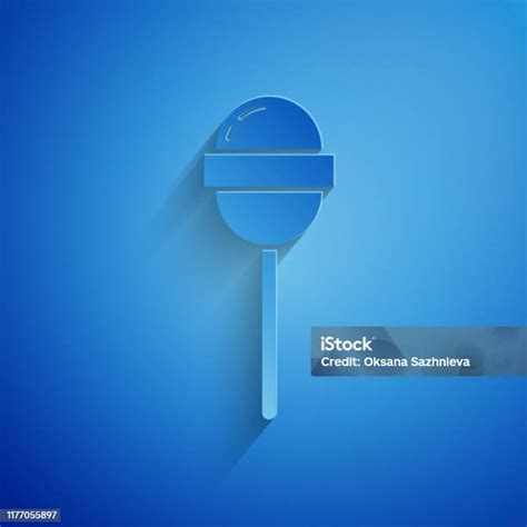 파란색 배경에 격리 된 종이 컷 롤리팝 아이콘 음식 맛있는 상징 종이 아트 스타일입니다 벡터 일러스트레이션 0명에 대한 스톡 벡터 아트 및 기타 이미지 Istock